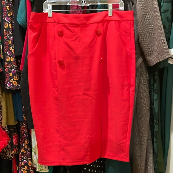 Collectif | Skirts | Collectif Simona Red Pencil Skirt | Poshmark